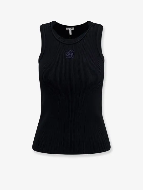 Loewe Anagram Ribbed Viscose Tank Top - Black