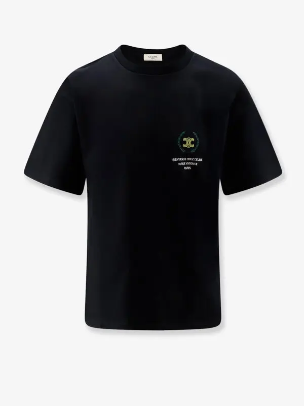 Celine Cotton T-shirt With Iconic Embroidery - Multicolor