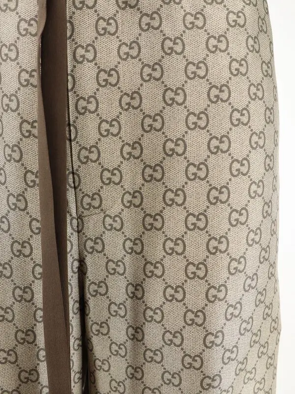 Gucci Silk Trousers With All-over Gg Motif - Multicolor