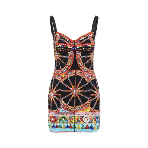 Dolce & Gabbana Charmeuse Carretto Mini Dress - Black