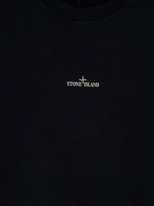 Stone Island Organic Cotton Crewneck Sweatshirt With Logo Print