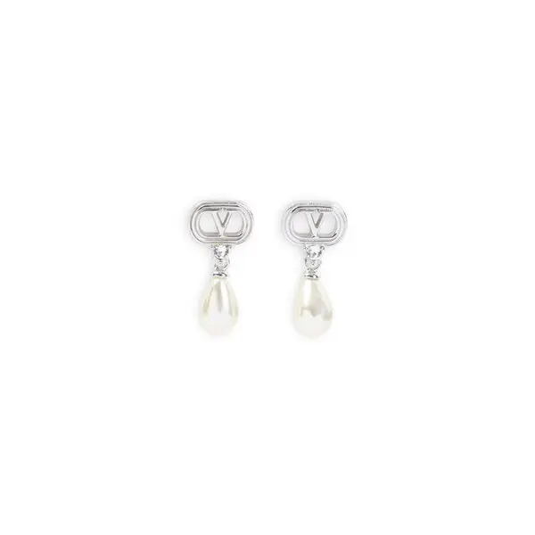 Valentino Garavani Rhodium Crystal Stud Earrings - Silver