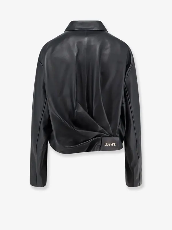 Loewe Cropped Leather Jacket With Asymmetrical Back Detail