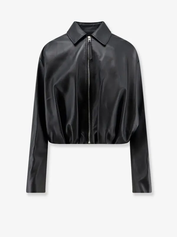 Loewe Cropped Leather Jacket With Asymmetrical Back Detail - Black