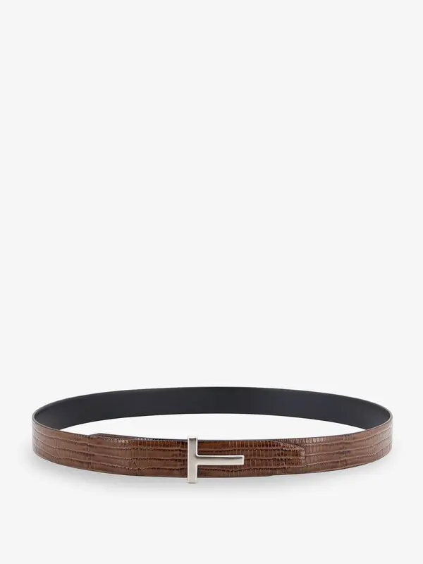 TOM FORD Crocodile-effect Leather Belt
