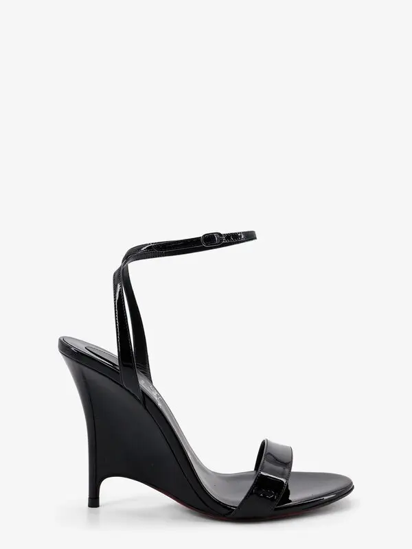 CHRISTIAN LOUBOUTIN Zeezeenella Patent Leather Wedge Sandals - Black