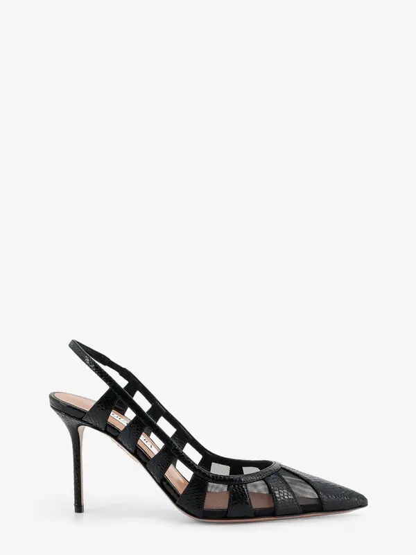 AQUAZZURA Leather Decollete With Mesh Inserts - Black