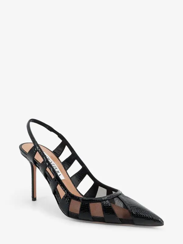 AQUAZZURA Leather And Mesh Slingback Pumps