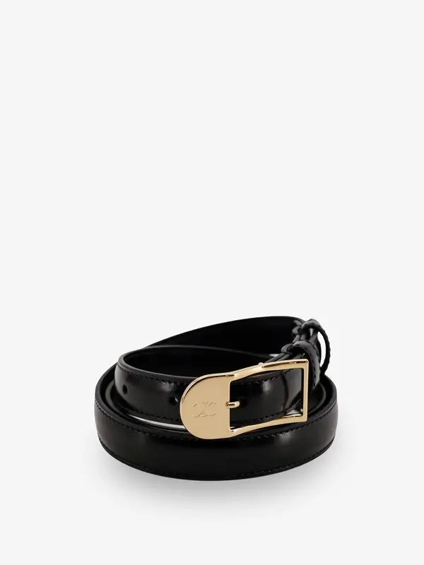 Celine Leather Belt With Triomphe Logo Buckle