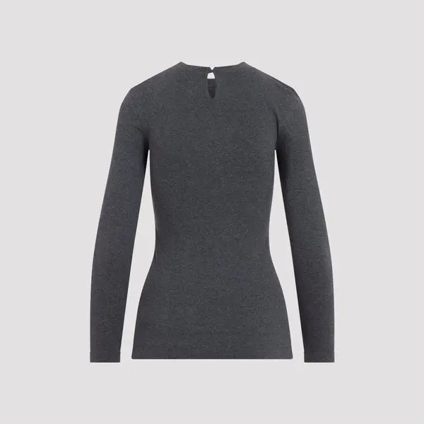 Brunello Cucinelli Long Sleeve Ribbed T-shirt With Monili Trim