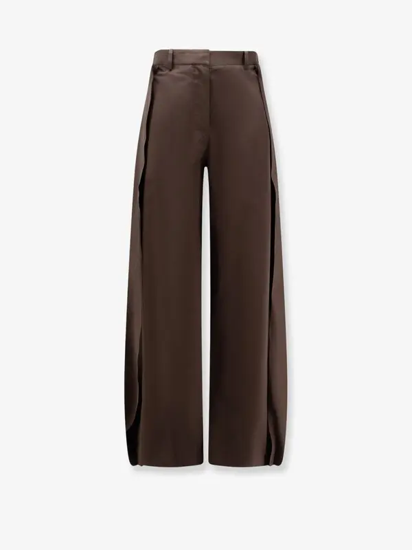 Loewe Cotton And Silk Blend Draped Trousers - Brown