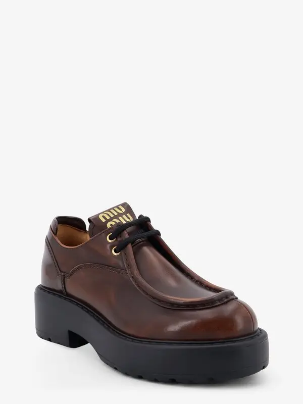 Miu Miu Leather Lace-up Platform Shoes