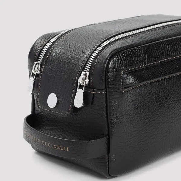 Brunello Cucinelli Grained Leather Beauty Case - Black