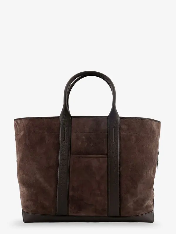 TOM FORD Suede Shopping Bag With Logo Engraved On The Bottom - Brown