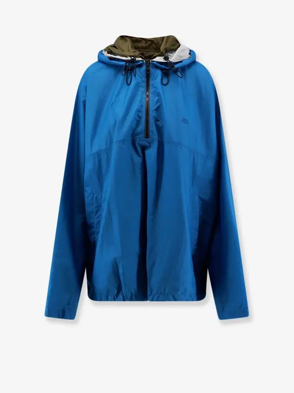 Loewe Anorak Technical Fabric Windbreaker With Embroidered Anagram Logo - Blue
