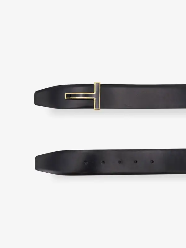 TOM FORD Leather Belt With Metal Logo Buckle