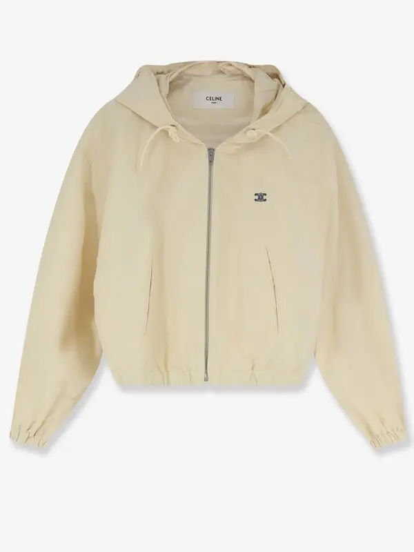 Celine Cotton Blend Zip-up Jacket With Triomphe Embroidery - Multicolor