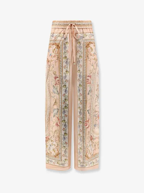 Zimmermann Roselight Silk Tapestry Floral Print Wide Leg Trousers - Multicolor