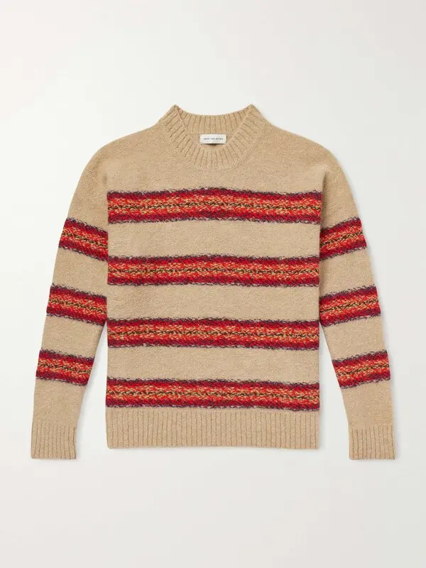 Dries Van Noten Master Striped Alpaca-blend Sweater - Ecru