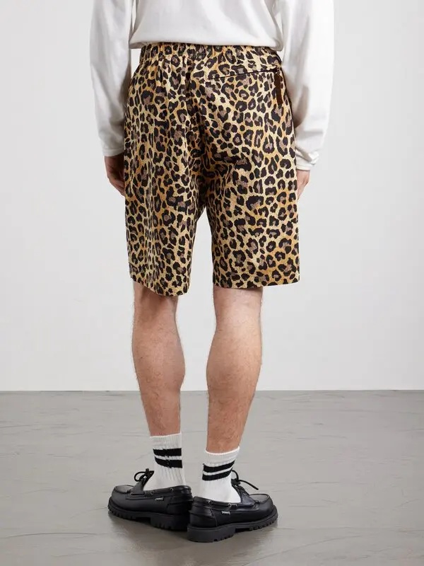 Kapital Wide-leg Belted Leopard-print Cotton-twill Shorts