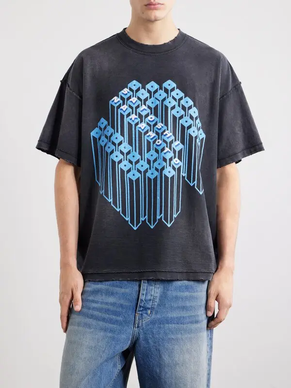 SATOSHI NAKAMOTO Grid Lock Logo-print Cotton-jersey T-shirt