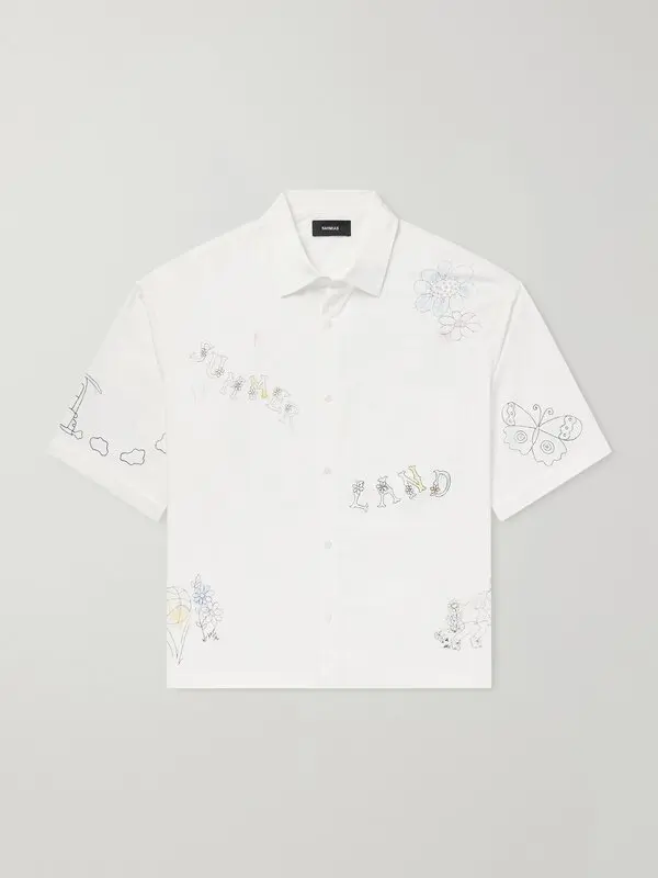 NAHMIAS Scribble Cotton-blend Poplin Shirt - White