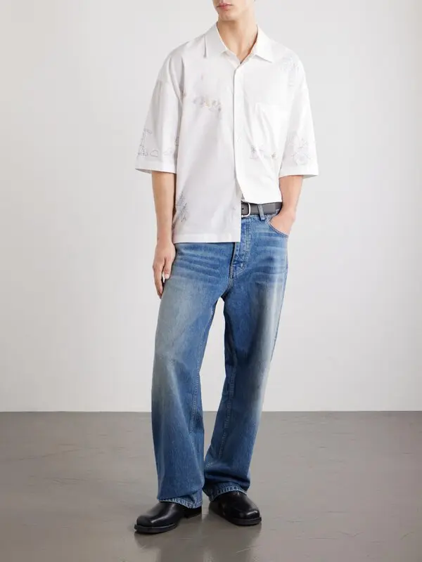 NAHMIAS Scribble Cotton-blend Poplin Shirt