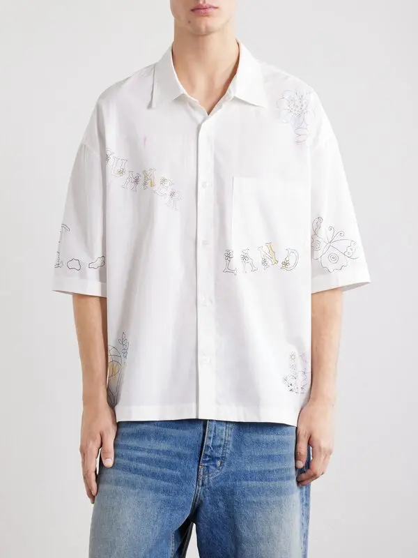 NAHMIAS Scribble Cotton-blend Poplin Shirt