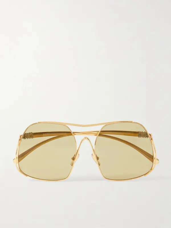 Miu Miu Square-frame -tone Sunglasses - Gold