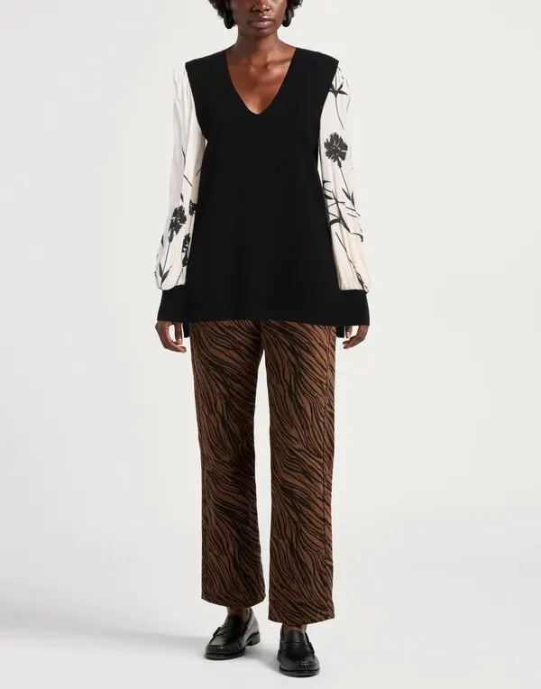 TWINSET V-neck Floral Print Long Sleeve Sweater