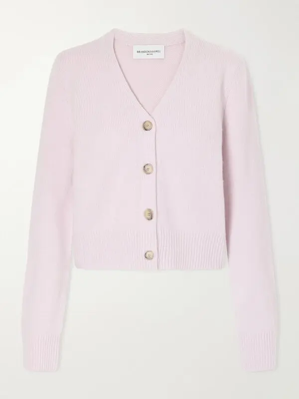 Brandon Maxwell The Sloane Silk And Cashmere-blend Knitted Cardigan - Pink