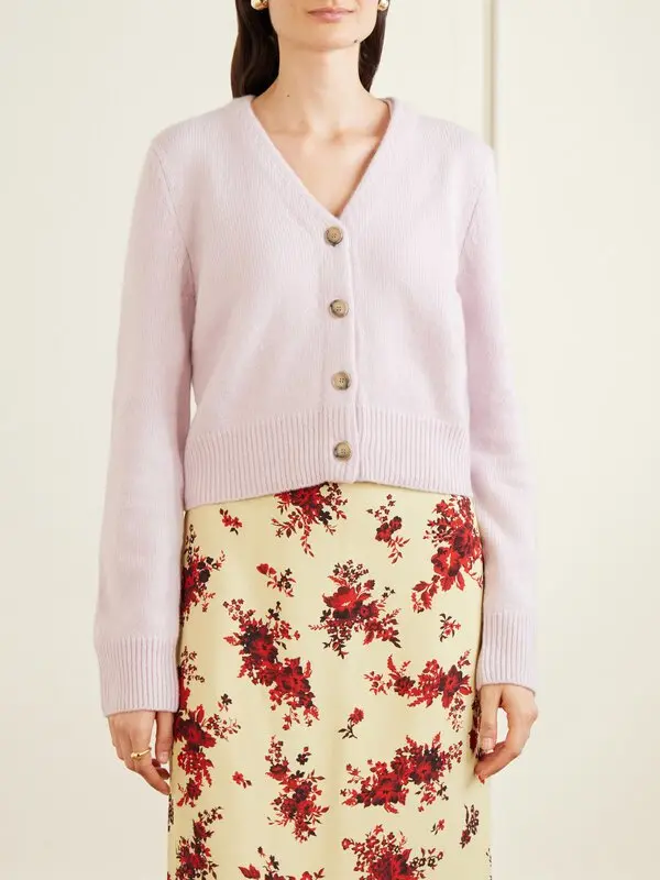 Brandon Maxwell The Sloane Silk And Cashmere-blend Knitted Cardigan - Pink