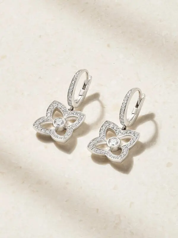 DE BEERS LONDON 18-karat White Diamond Lotus Earrings - Gold