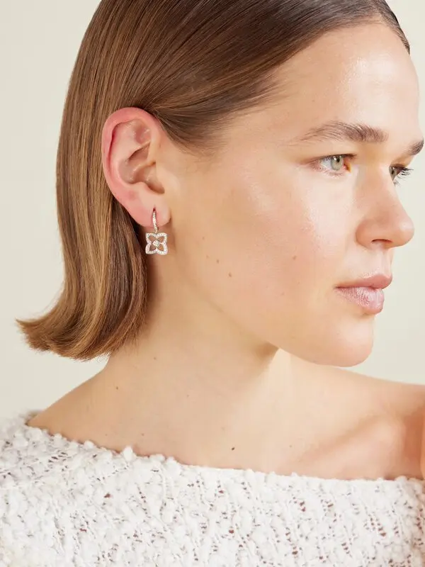 DE BEERS LONDON 18-karat White Diamond Lotus Earrings