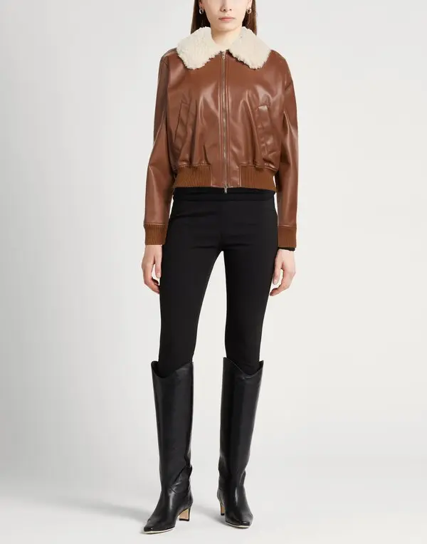 SEMICOUTURE Jacket Light Brown Size Polyurethane, Polyester