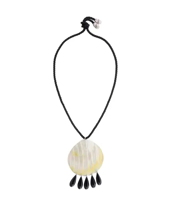 JULIETTA Rhodium-plated, Shell, Resin And Cord Necklace - Black