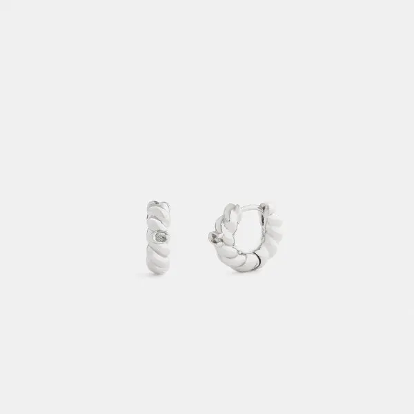 COACH Signature Mini Huggie Earrings - Silver
