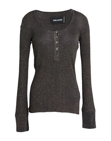 Zadig&Voltaire Ribbed Knit Metallic Long Sleeve Top - Charcoal