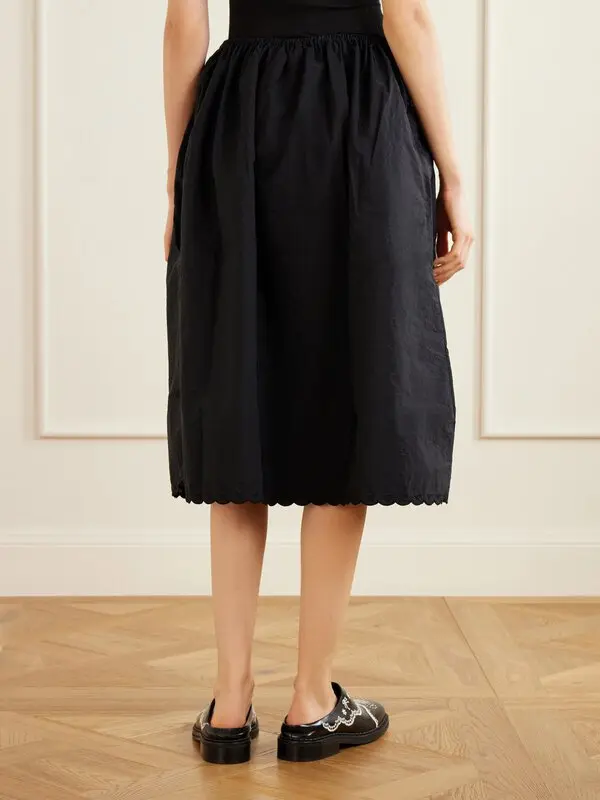 Cecilie Bahnsen Cbfiella' Embroidered Scalloped Taffeta Midi Skirt - Black