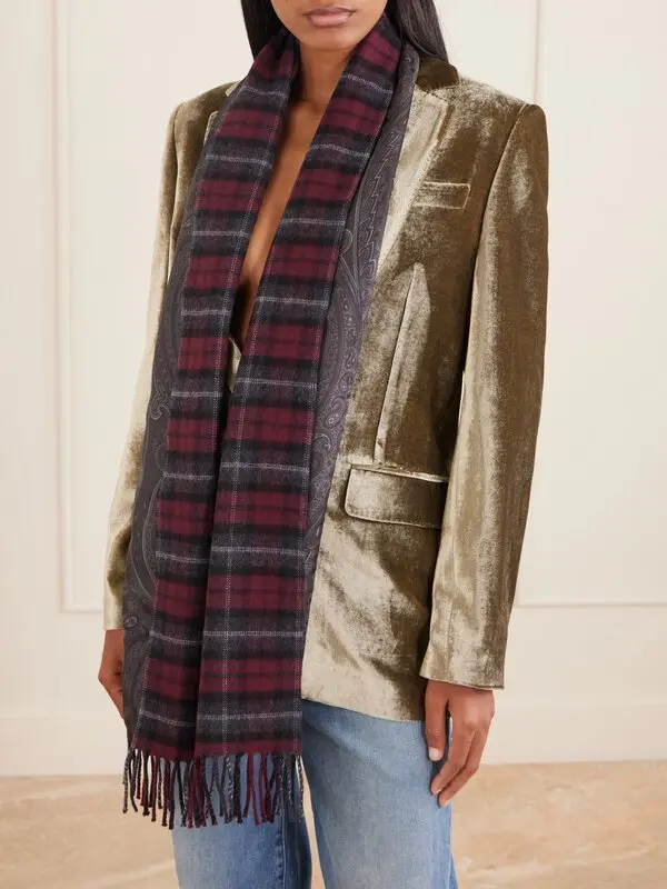 Etro Fringed Checked Wool Scarf