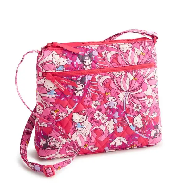 VERA BRADLEY Hello Kitty® And Friends Original Zip Hipster Crossbody Bags In Hello Kitty And Friends Hello Hydrangeas - Pink