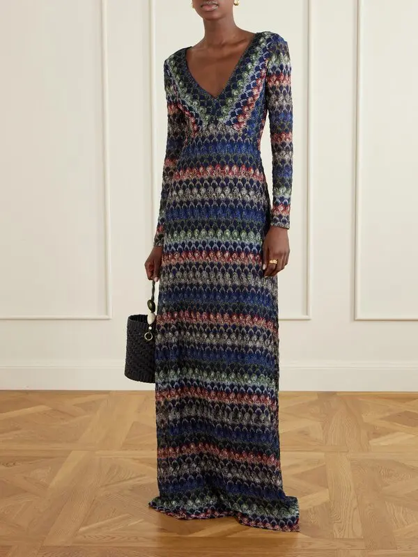 Missoni Embellished Crochet-knit Midi Dress