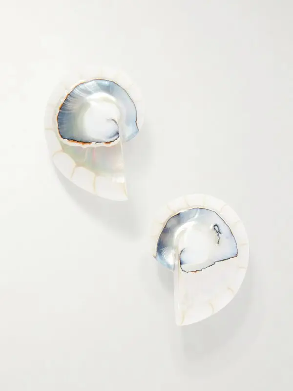 JULIETTA Rhodium-plated Shell And Resin Nautilus Earrings - White