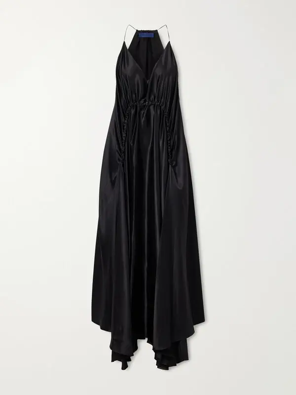 Sharon Wauchob Draped Silk-satin Maxi Dress - Black
