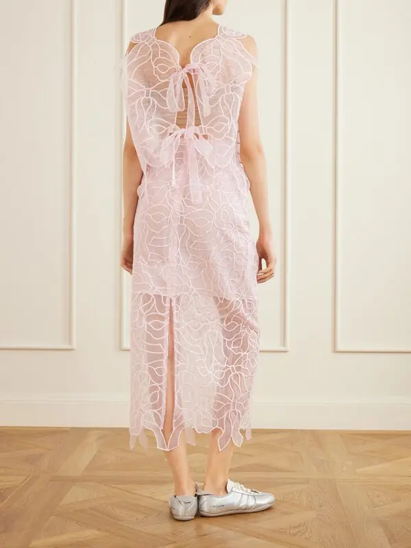 Cecilie Bahnsen Aya Embroidered Crinkled Organza Top