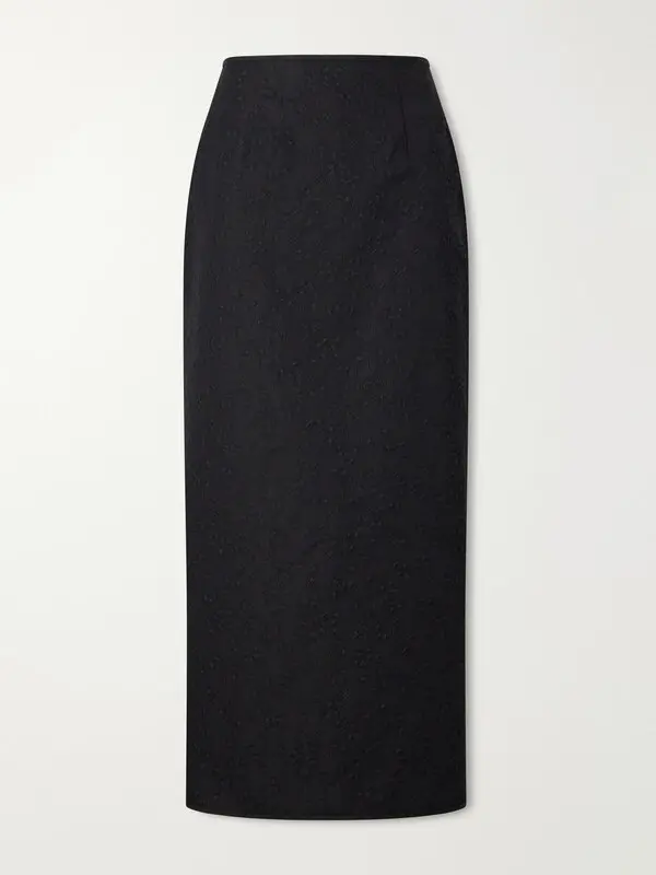 Cecilie Bahnsen Cbuka Cotton-blend Matelassé Midi Skirt - Black