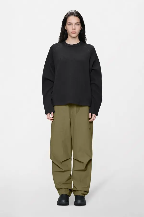 Rains Waffle Long Sleeve T-shirt - Black