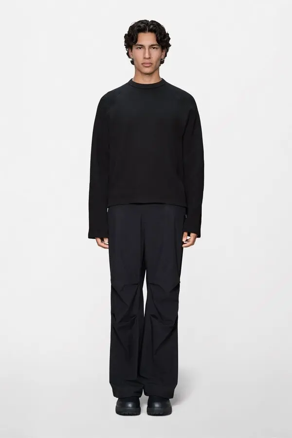 Rains Waffle Long Sleeve T-shirt - Black