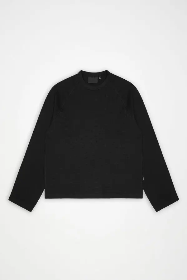 Rains Waffle Long Sleeve T-shirt - Black