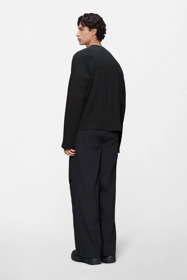 Rains Waffle Long Sleeve T-shirt - Black